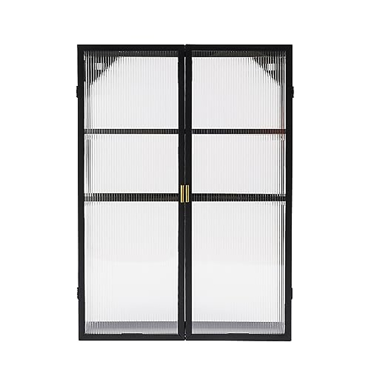 JINHZIXIU Retro Style Haze Double PC Door Wall Cabinet Display Cupboard with Detachable Shelves Enclosed Storage Cabinet for Office Dining Room Living Room Kitchen Bathroom Black