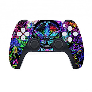 PlayVital Psychedelic Leaf Full Set Skin Decal for ps5 Console Disc Edition, Sticker Vinyl Decal Cover for ps5 Controller & Charging Station & Headset & Media Remote