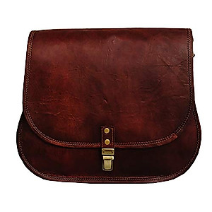 cuero 14 Inch Leather Crossbody Satchel Ladies Purse Women Shoulder Bag Tote Travel Purse Genuine Leather (brown)