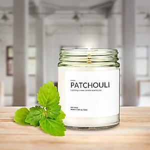 1OAK Soy Wax Scented Candles (Patchouli) - Soy Candles for Home Scented - Long Burning Candles Premium - Hand-Poured (9oz.)