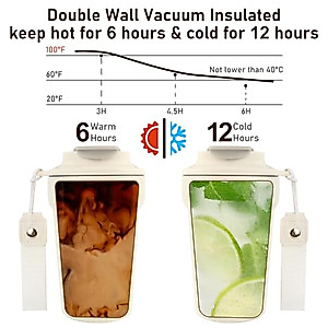 PHILORN Insulated Coffee Mug with Lid, 14 oz Travel Coffee Tumbler Leak Proof Thermal Cup, Stainless Steel Coffee Mug with Double Wall, Reusable Coffee Cup for Hot and Cold Drinks