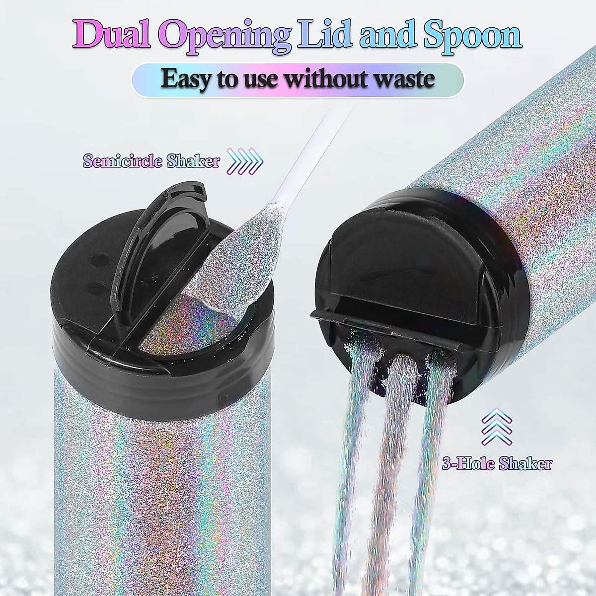 Fine Holographic Glitter Iridescent Silver Glitter Powder, Multipurpose Laser Silver Fine Glitter Bulk Makeup Glitter Metallic Resin Glitter for Tumblers Slime Craft Nail Body Face Hair (7.05oz,200g)
