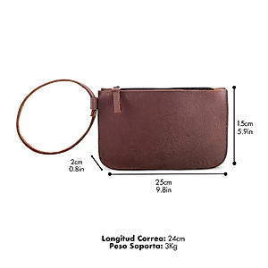 YAYAS PIEL Leather Clutch Wallet Purse - Genuine Leather Wristlet Wallet - Smartphone Purse. HandMade (Shedron)