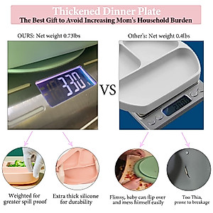 ACWIWIL Toddler Plates with Suction, 100% Food Grade Silicone Divided Plates, Baby Plates & Dishes, BPA Free, Microwave & Dishwasher Safe-Set of 1-Pink