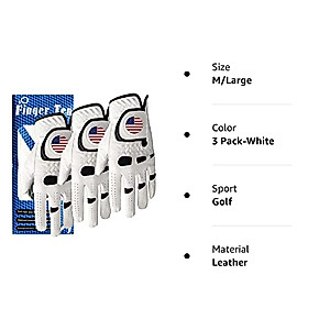 Amy Sport Golf Gloves Men Left Hand with Ball Marker Right Handed Golfer 3 Pack Soft Leather Weathersof Grip Soft Mens Glove (MLarge-Worn on Left Hand, 3 Pack with USA Flag Ball Marker)