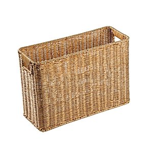 Magazine Newspaper Basket Brackets for Shelves Weaving Books Woven Basket Narrow Magazine Basket Book Basket Rattan Woven Decorative Basket Vegetables Holder Handled Basket