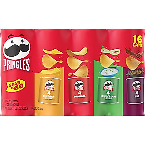 Pringles Potato Crisps Chips, Lunch Snacks, Office and Kids Snacks, Grab N' Go, Variety Pack (16 Cans)