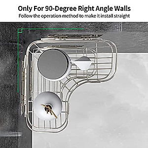 PanderHecop 2Pcs Stainless Steel Shower Caddys, 8 Anti-Rrust Stickers and Hooks Strong Load-Bearing for Right Angle Smooth Bathroom, Kitchen, Toilet (Silver)