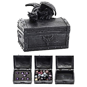 Forged Dice Co. Deluxe Dragon Dice Storage Box with Custom Foam Insert - Holds up to 6 Sets of Polyhedral Dice or 42 Individual Dice - Treasure Chest for Dungeons And Dragons Dice - Great DnD Gifts