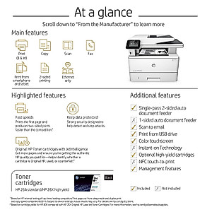 HP LaserJet Pro M426fdn Multifunction Laser Printer with Built-in Ethernet & Duplex Printing (F6W14A) (Renewed)