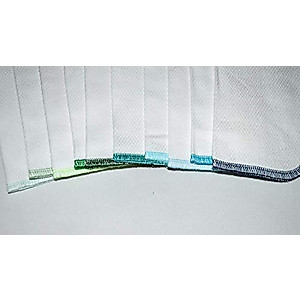 2 Ply 8x8 Inches White Cotton Birdseye Little Wipes Set of 10 Assorted Blues and Greens