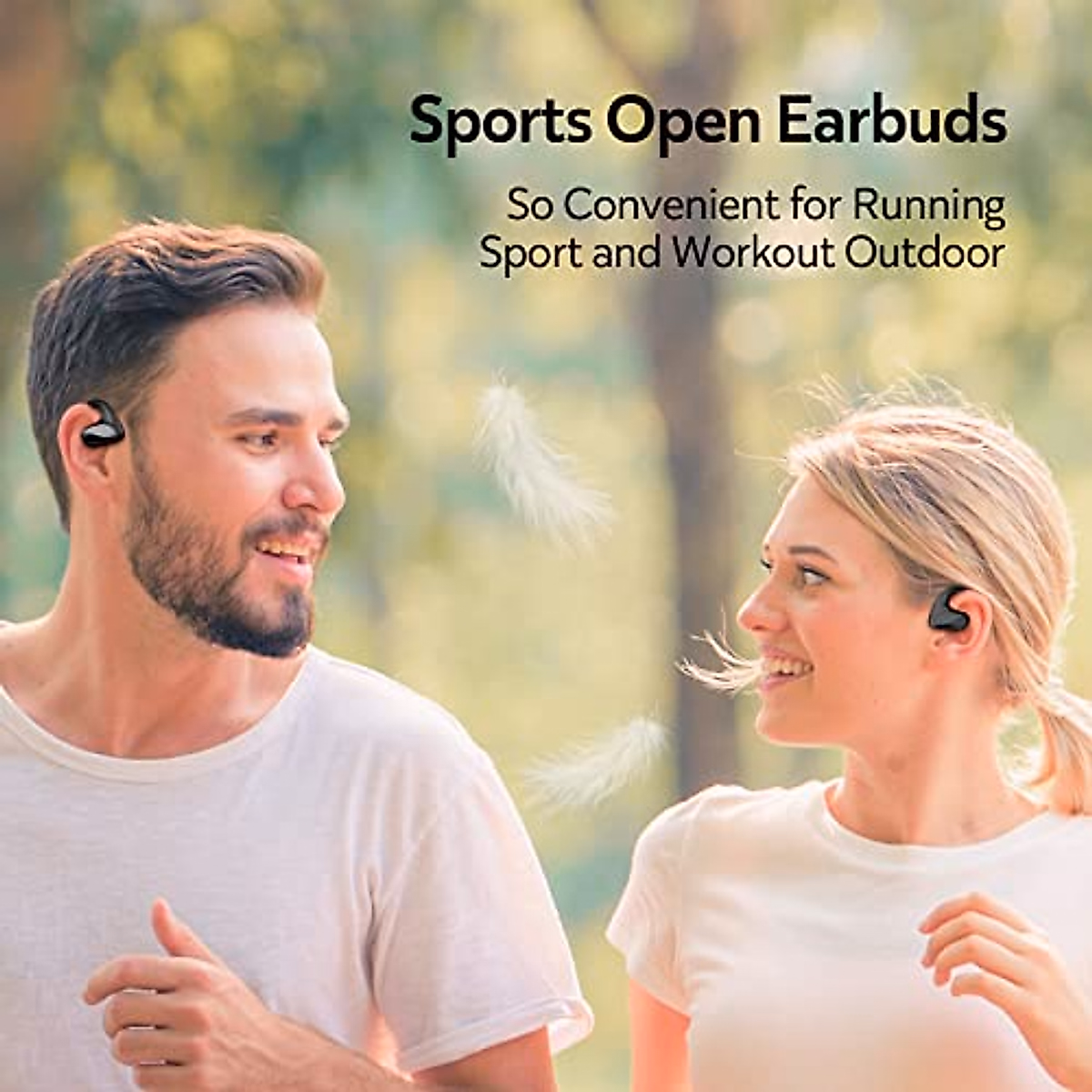 Open Ear Headphones,True Wireless Bluetooth Earbuds with Earhooks,30Hrs Playtime with Charging Case and LED Power Display,Sport Workout Earbuds Built in Mic Waterproof Bass Sound Headset