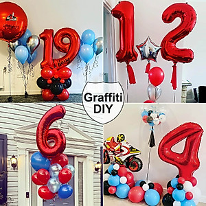 40 Inch Large Red Number 7 Balloon Extra Big Size Jumbo Digit Mylar Foil Helium Balloons for Birthday Party Celebration Decorations Graduations Wedding Anniversary Baby Shower Supplies Photo Shoot