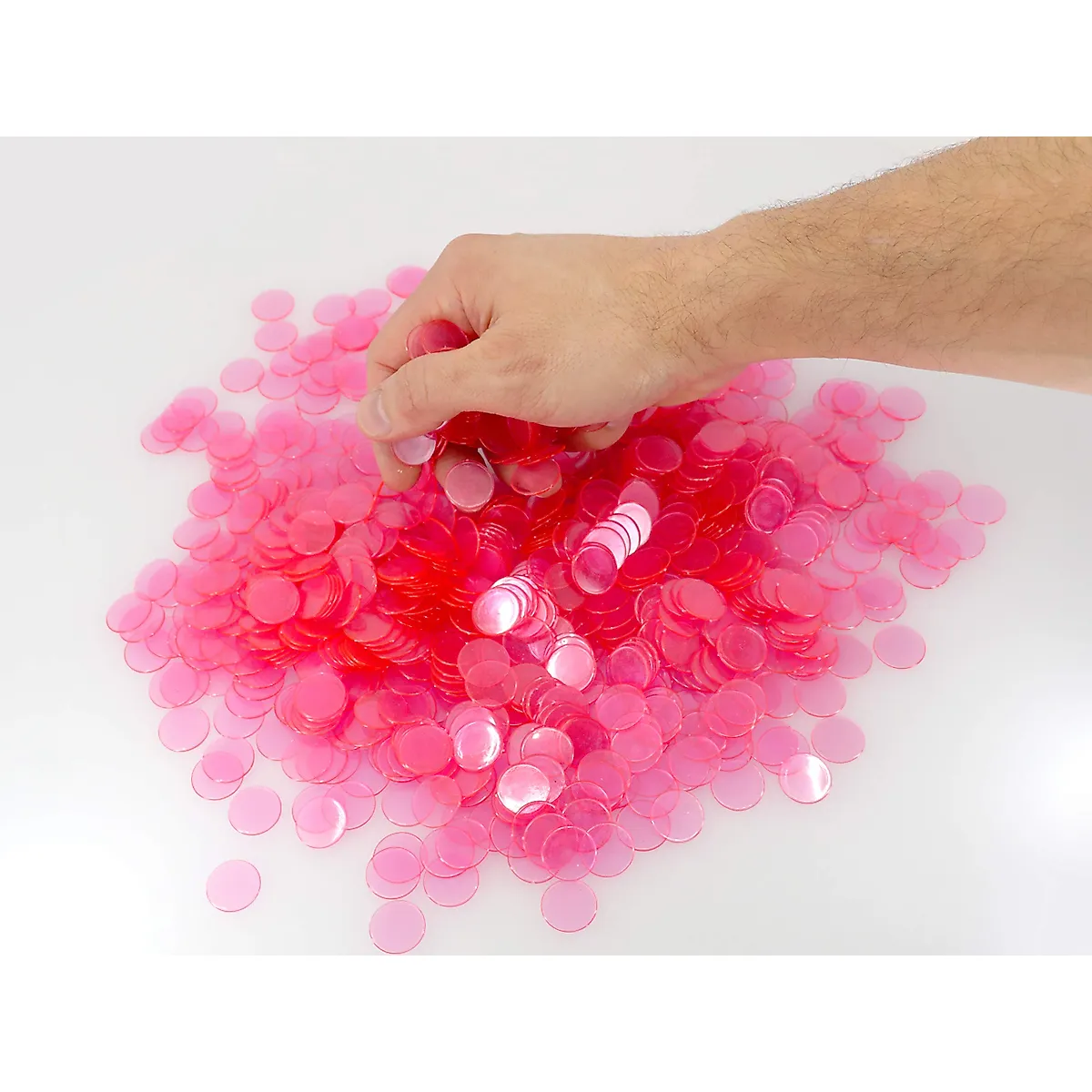 Regal Bingo Plastic Bingo Chips 500 Pcs - Clear Transparent Counters Game Chips Set for Board Game - Fun Bingo Night - 3/4 Inch Pink Color