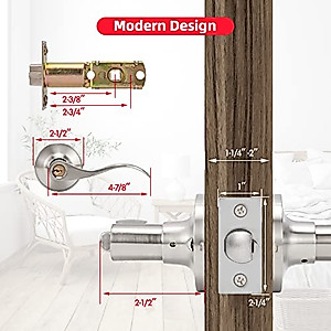 GOLDSEED Door Knob with Lock, Exterior Door Knob for Bedroom or Bathroom, Satin Nickel Door Knob with Key for Right/Left Handed Doors