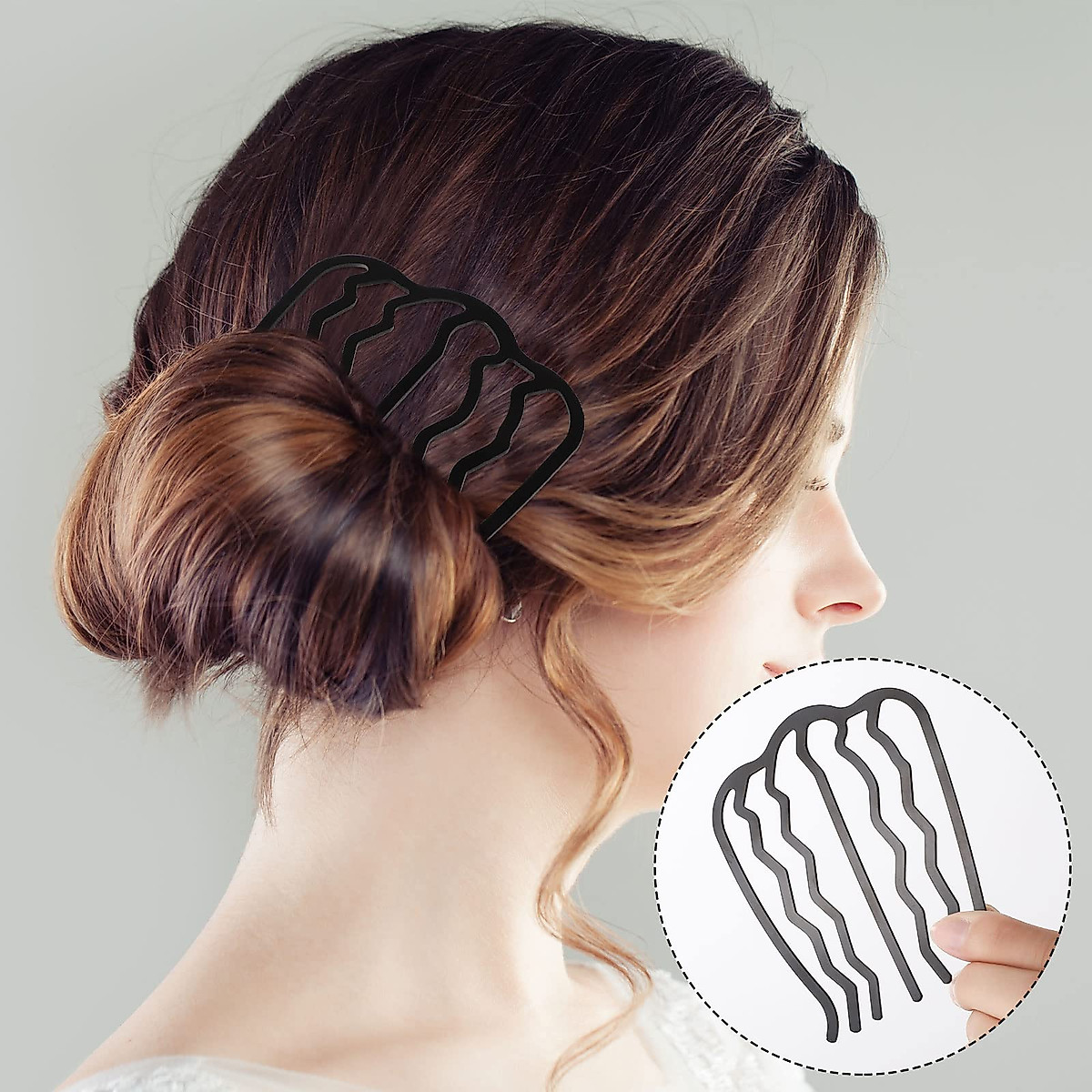 8 Piece U-Shape Hair Combs for Women's French Twist Updo and Bun Vintage Styling (Black)