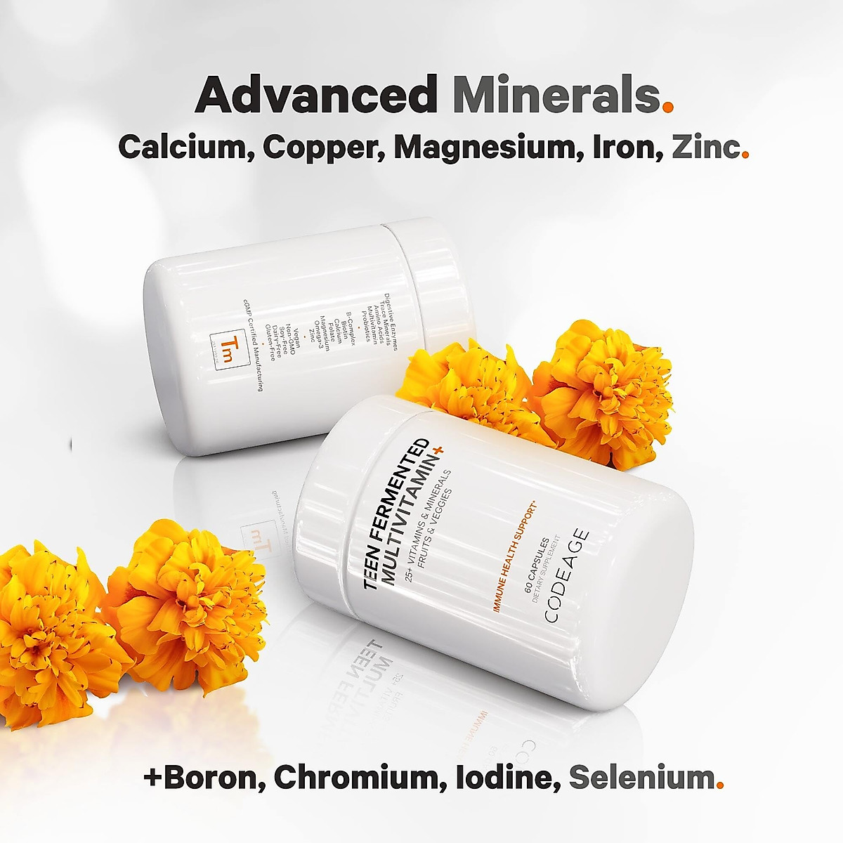 Codeage Teen’s Daily Multivitamin Supplement, 25+ Vitamins & Minerals for Teenage Boys & Girls, Organic Whole Foods Vitamins for Teenagers, Vitamin A, B, C, D, E, K, Omega-3, 60 Ct