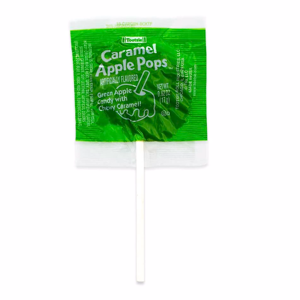 Tootsy-Roll Caramel Apple Pops - Caramel Covered Green Apple Candy Lollipops - Gluten Free Candy with Display Box Package with Couger Card Bundle - 48 Count