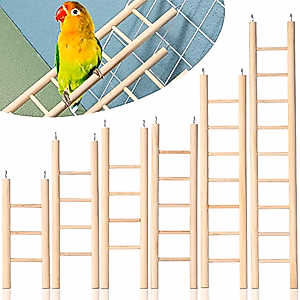 6 Pcs Step Wood Ladder for Bird, 6 Sizes Bird Toys Wooden Ladder Hanging Bird Ladder Parrot Step Ladders Cage Hanging Bird Climbing Toys for Parakeets, Parrots, Cockatoo and Lovebirds