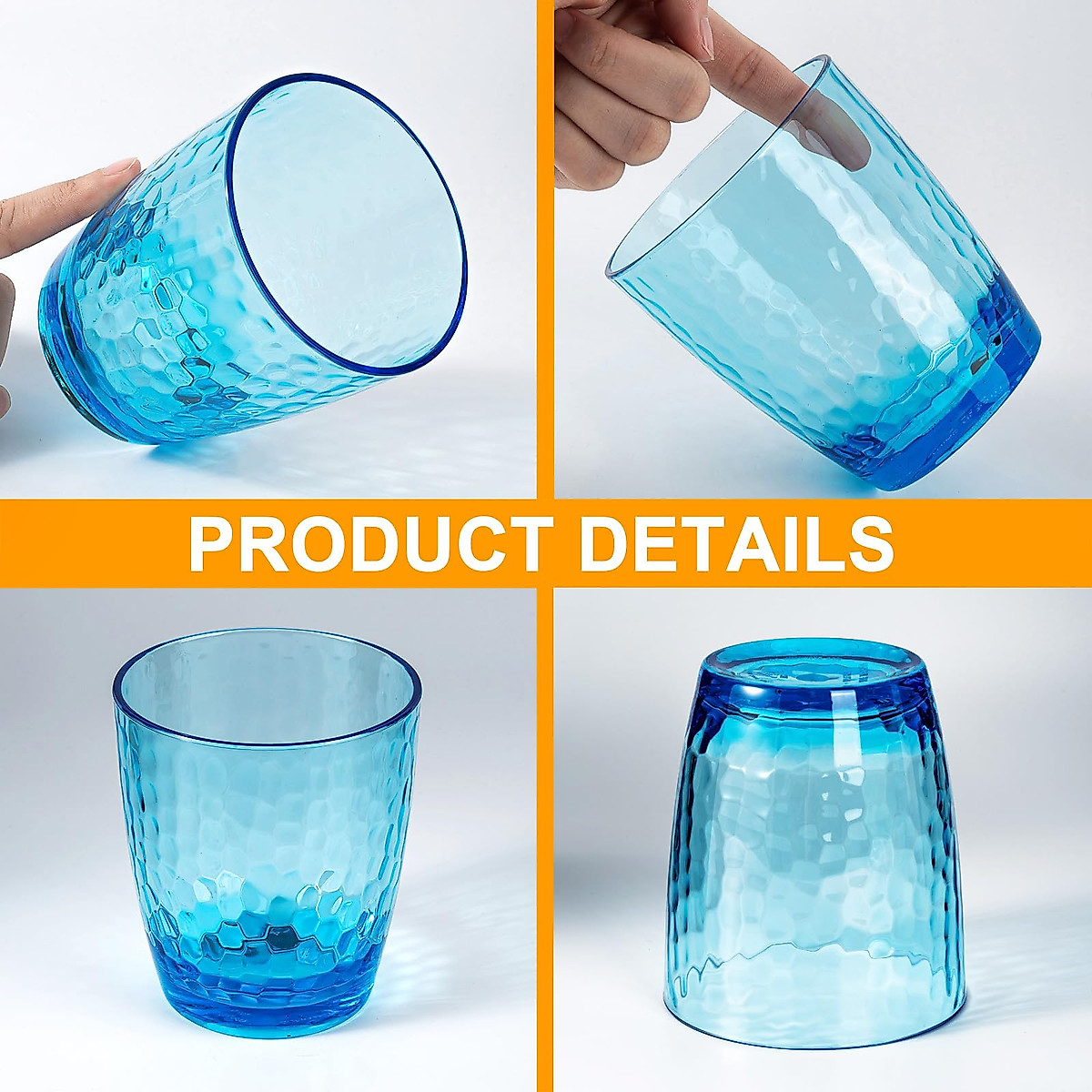 KOXIN-KARLU Hammered 15-ounce Plastic Tumbler Acrylic Glasses, set of 6 Multicolor