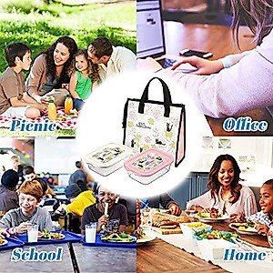 Studio Ghibli Bento Box - Kiki's Delivery Service - JIJI Elegance - Set of 16oz Japanese Lunch Box (2pieces Bento, Non-Woven Fabric Bag), Pink, Ivory