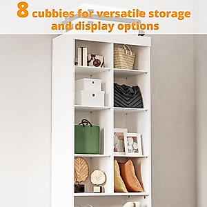 IRONCK Closet Shoe Organizer Cabinet with Shelves and Cubbies, Narrow Footwear Shoe Rack Storage Organizer for Closet for Bedroom, Entryway, Mudroom, White