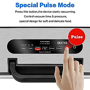 SEATAO VH5188 Automatic Vacuum Sealer Machine, 90kPa Multifunction Commercial Vacuum Food Sealer For Food Preservation, Dry & Moist & Food & Extended Modes, Starter Kit with Built-in Roll Storage & Cutter, Handle Locked Design, LED lights, Double Seal