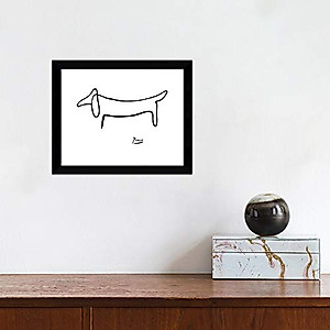 Amanti Art Wood Framed Wall Art Print Le Chien (The Dog) by Pablo Picasso (11 in. W x 9 in. H), Svelte Unique Black Frame - X-Small