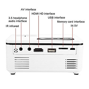 Portable Projectors,HD 1080P Supported 400 Lm LED WiFi Video Projector Home Theater with 100 Inch Projection Size and 1000: 1 Contrast Support USB, HDMI, AV Interface for Desktop / DVD (White)
