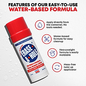 Erase-A-Hole The Original Drywall Repair Putty: A Quick & Easy Solution to Fill The Holes in Your Walls-Also Works on Wood & Plaster (1)