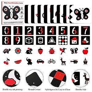 Black and White High Contrast Baby Book for Newborn with Baby Flashcards, Infant Tummy Time Soft Cloth Book Crib Toys, Washable Non-Toxic Early Educational Visual Stimulation Baby Toys