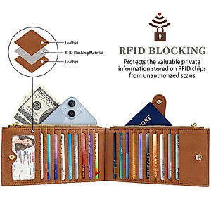 Coco Rossi Womens RFID Blocking Glitter Leather Multi Card Organizer Bifold Black Wallet with Zipper Pocket,Leopard