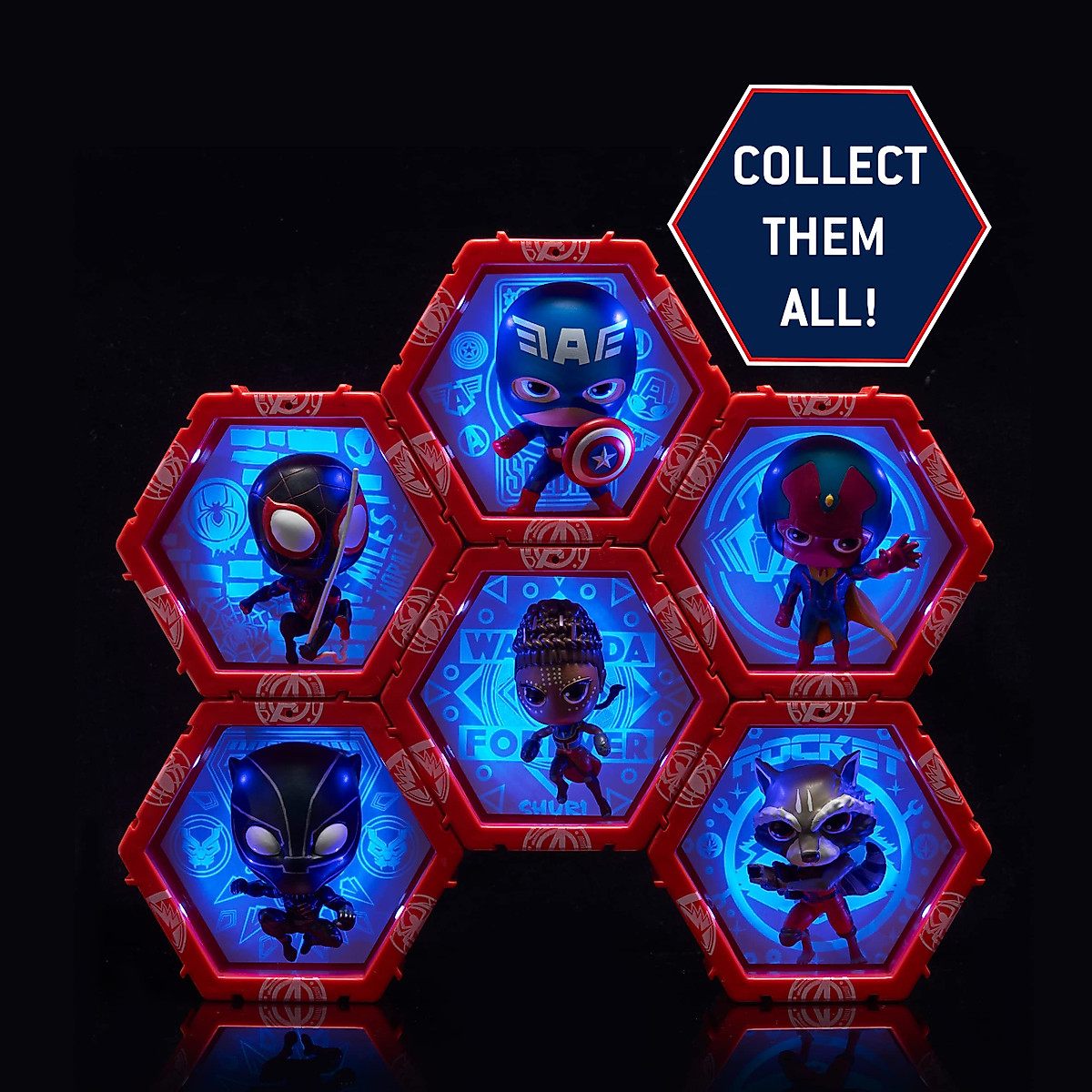 WOW! PODS Avengers Collection - Wakanda Forever Black Panther and Shuri | Superhero Light-Up Bobble-Head Figures | Official Marvel Collectable Toys & Gifts,Black Panther & Shuri,4 inches