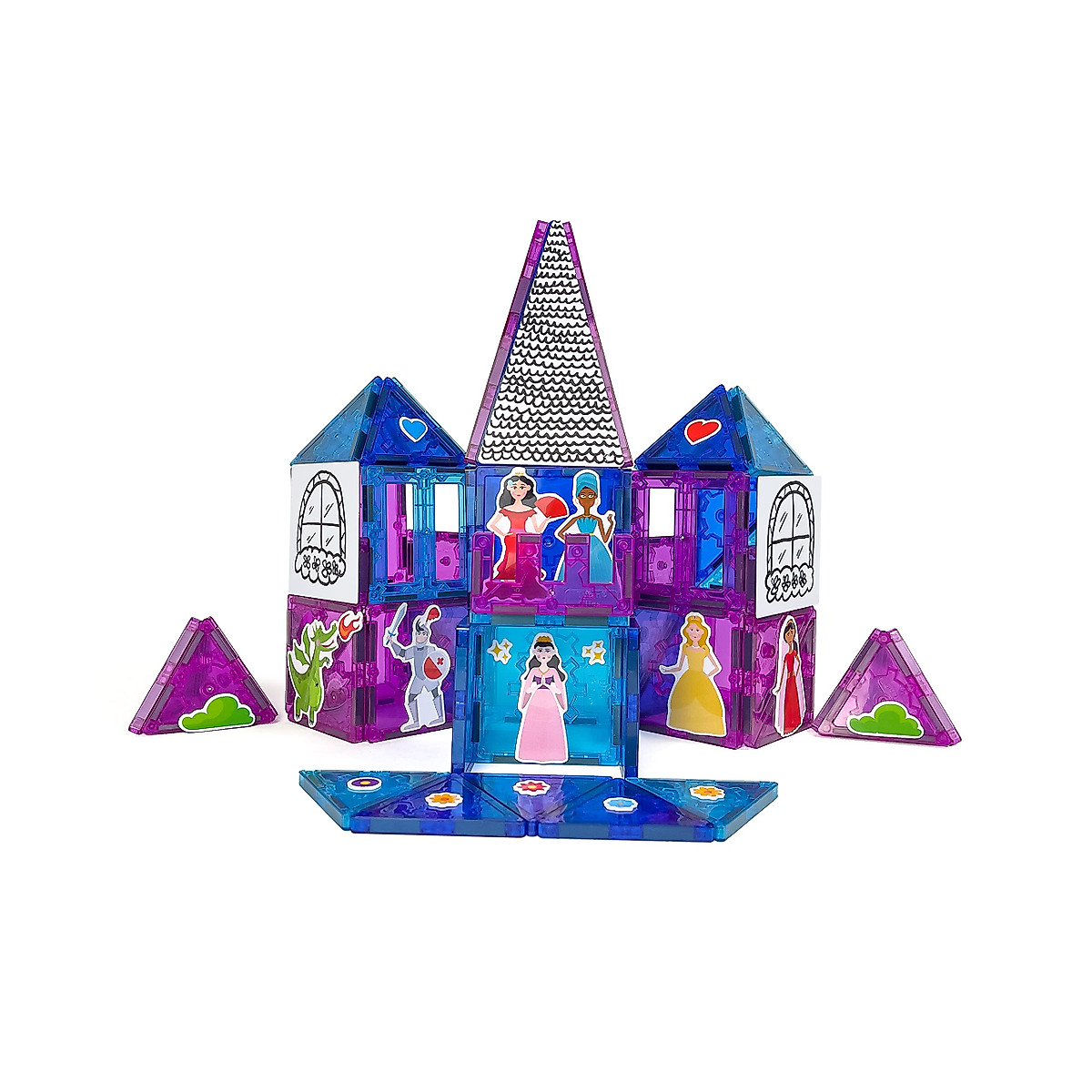 Tytan TILES Princess Castle 60-Piece Magnetic Tiles Building Set, Adorable Kids’ STEM Toy, Creative Play, Shape & Pattern Recognition, Fine Motor Skills, includes Storage Bag, Ages 3 and Up