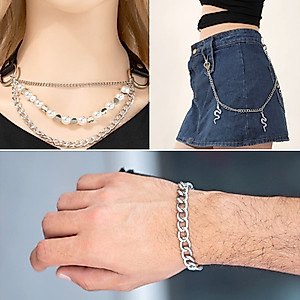 Pandahall 5M/5Yard Aluminum Curb Chain Link Silver Color Twisted Cross Necklace Finding Chains with Spool for Jewelry Making DIY Crafts Findings Supplies 10x6.5x1.8mm