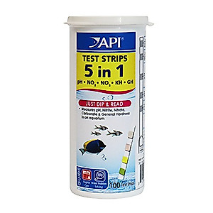 API 5-IN-1 TEST STRIPS Freshwater and Saltwater Aquarium Test Strips 100-Count Box