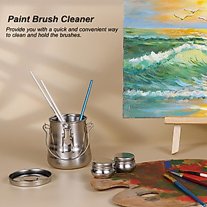 Dlicoda Paint Brush Cleaner and Holder - Airtight Stainless Steel Brush Washer for Painting with Removable Porous Filter (Medium)