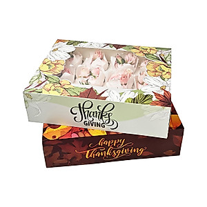 Thanksgiving 12 Cupcake Containers 16-Packs Cupcake Box Cupcakes Carrier, 12 Cupcake Boxes with Window 13"x10"x3.5"