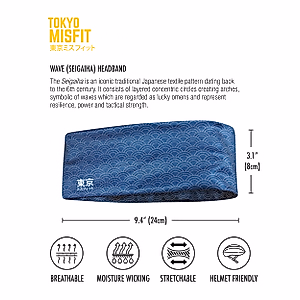 Tokyo Misfit - Japanese Headbands for Men & Women, Sweat Band, Workout, Yoga, Fashion, Running, Sports, Basketball, Bandana (Wave-Seigaiha)