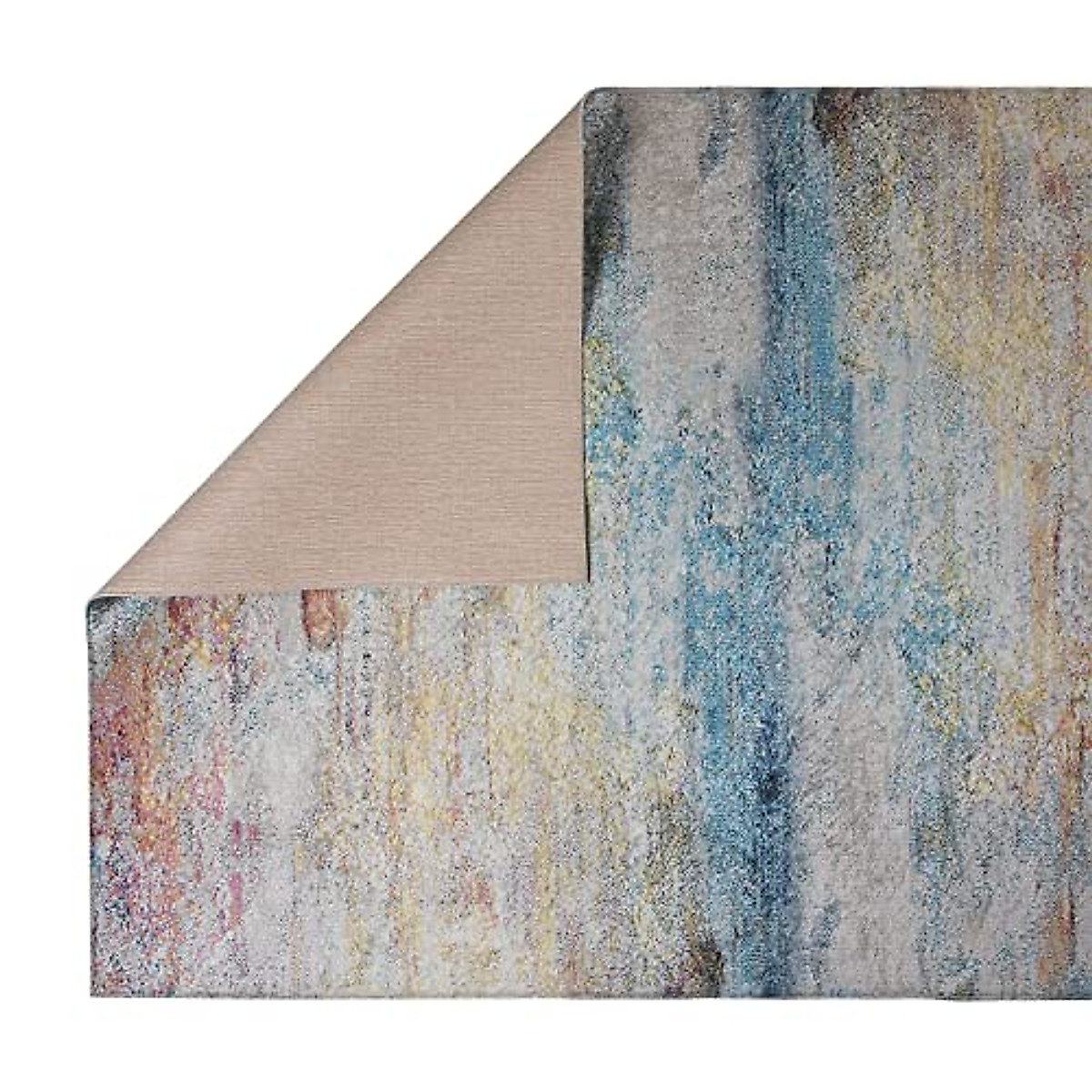 Mylife Rugs Contemporary Modern Non Slip Machine Washable Printed Area Rug, Rainbow 4'x6'