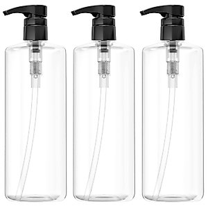 Empty Shampoo Pump Bottles, 32oz(1Liter), BPA-FREE, Plastic (PETE1) Cylinder, Pack of 3