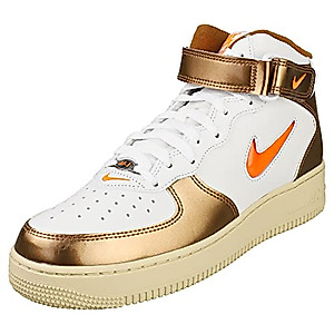Nike Men's Air Force 1 Mid QS shoes, White/Total Orange-ale Brown-b, 9.5