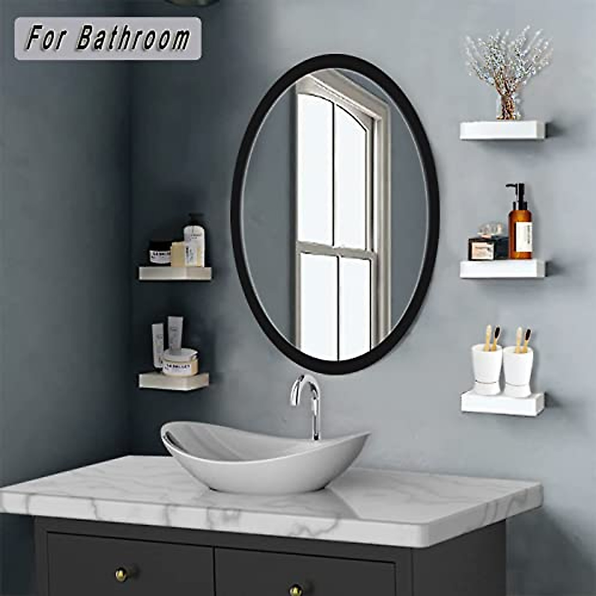 HAO Small Floating Shelf 6 inch Wall Mounted Mini Hanging Display Shelves for Living Room Bedroom Bathroom Set of 5 White