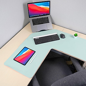 Con-Tact Brand XL Corner Desk Pad | Waterproof Anti-Slip PU Leather | Large Corner Computer Workstation Protection | Mouse Pad Gaming Pad | 36" X 15.7" L Shape | Dual Sided (Blue/Purple)