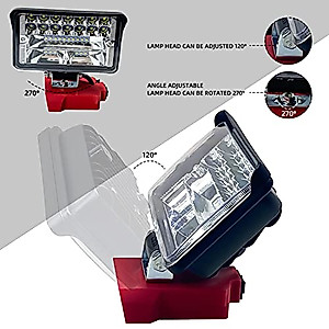 108W Super Bright Work Light Adjustable LED Cordless Work Light for Milwaukee, Compatible with Milwaukee 18V Lithium Batteries, 5400LM for Outdoor Camping Garage Construction Vehicle Lighting