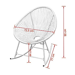 vidaXL Outdoor Rocking Chair,Rocking Chair Accent Furniture for Yard, Patio,White Poly Rattan Rocking Chair,Rocker for Porch Garden Patio Balcony Pool Indoor,28.5" x 30.3" x 35.4"
