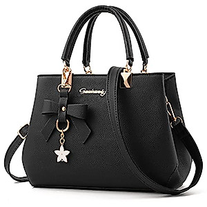 Dreubea Womens Handbag Tote Shoulder Purse Leather Crossbody Bag Black