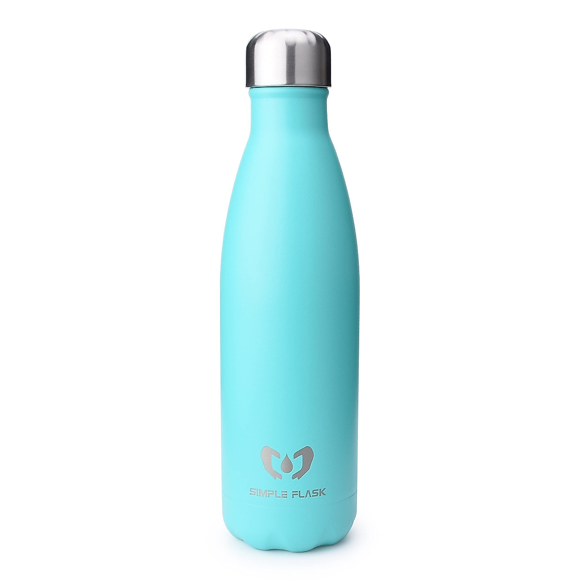 SIMPLE FLASK Stainless Steel Water Bottle, 17oz, 25oz, Vacuum Insulated, Leak-Proof, BPA-Free, No Sweating, Keeps Cold for 24 Hrs, Hot for 12 Hrs, Modern Tumbler Hydro Metal Mug (Teal, 17 oz)