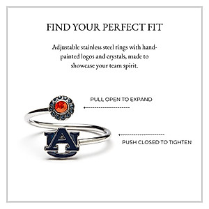 Stone Armory Auburn Tiger Jewelry - Navy Auburn University Ring with Crystals - Hypoallergenic and Adjustable Sizes 5-12 - Auburn Tigers Gifts for Women