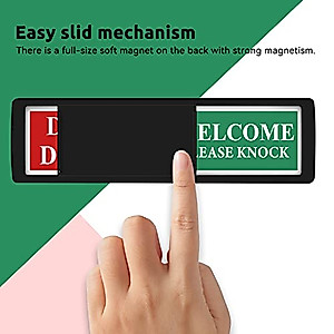 Privacy Sign - Do Not Disturb/Welcome Sign for Home Office Restroom Conference Hotel Hospital, Easy to Read Non-Scratch Magnetic Slider Door Indicator Sign with Clear, Bold & Colored Text - Black
